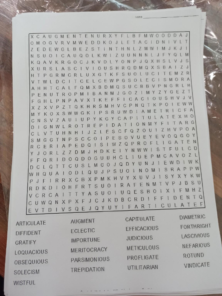 Wordsearch Highlighted | PDF