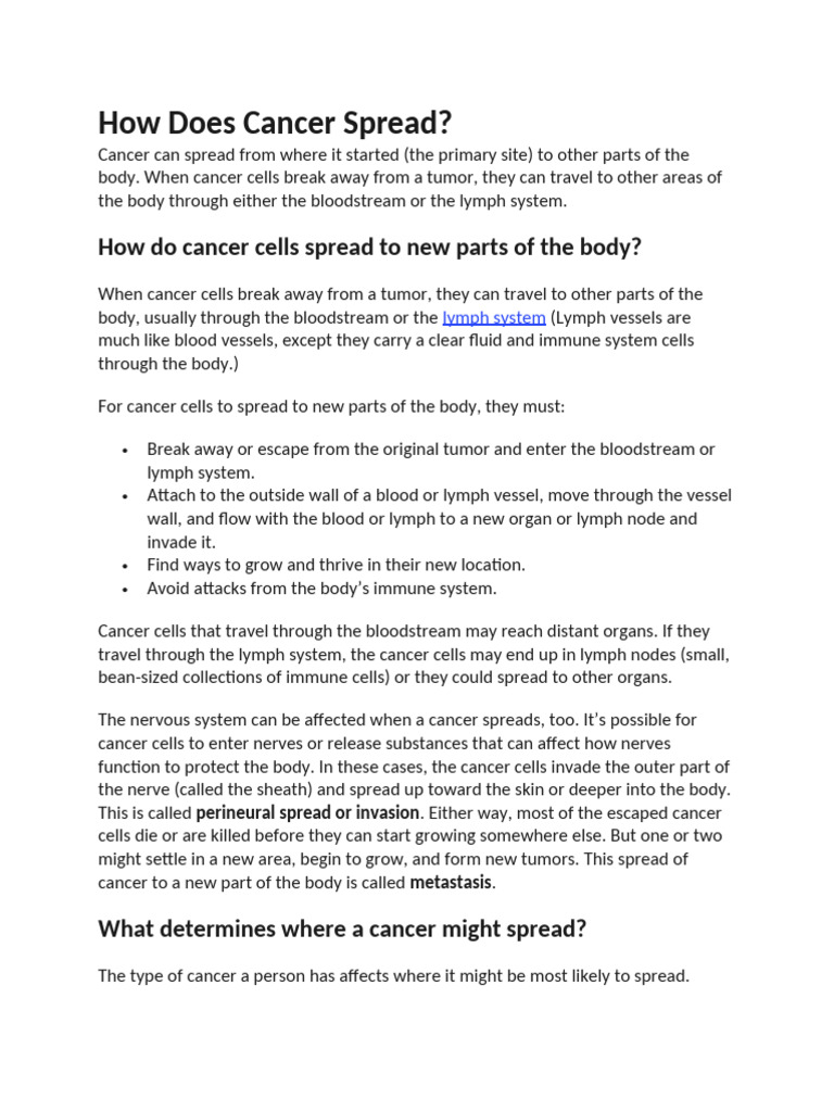 How Does Cancer Spread | PDF | Cancer | Lymph