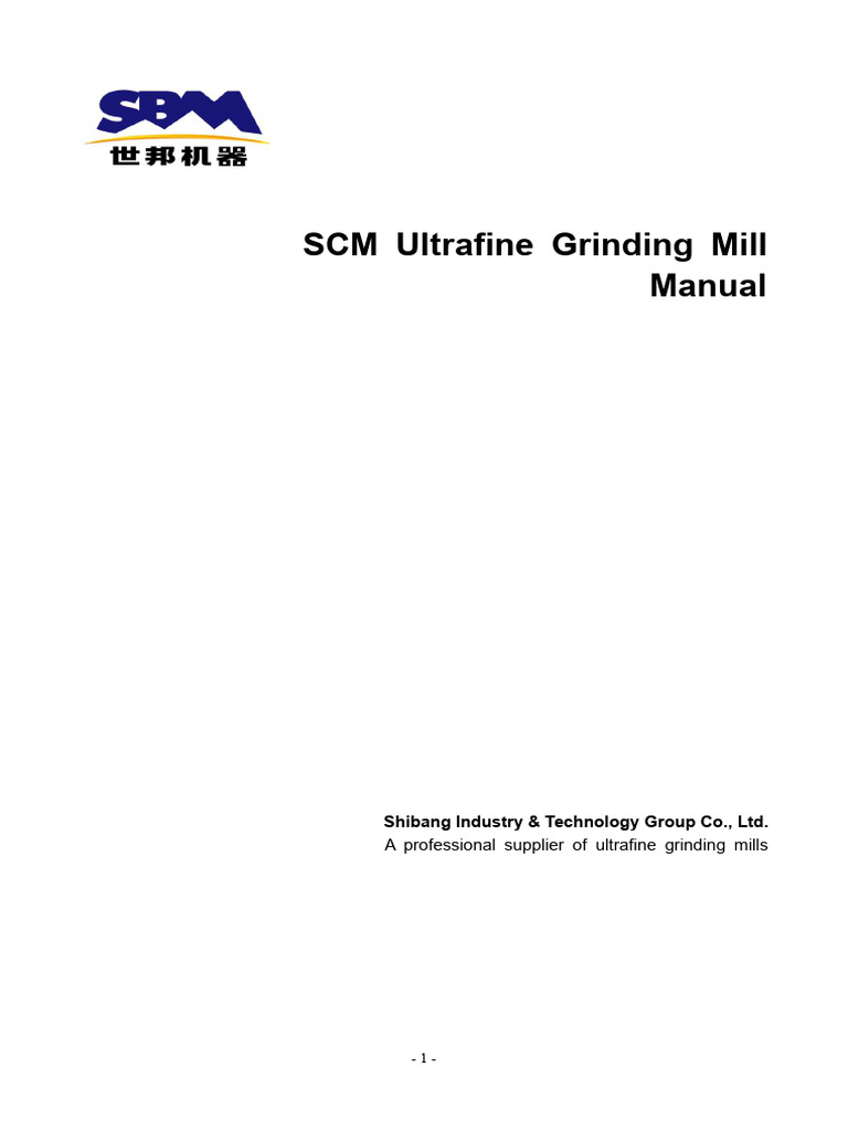Operation Manual of SCM Mill | PDF | Mill (Grinding) | Pipe (Fluid ...