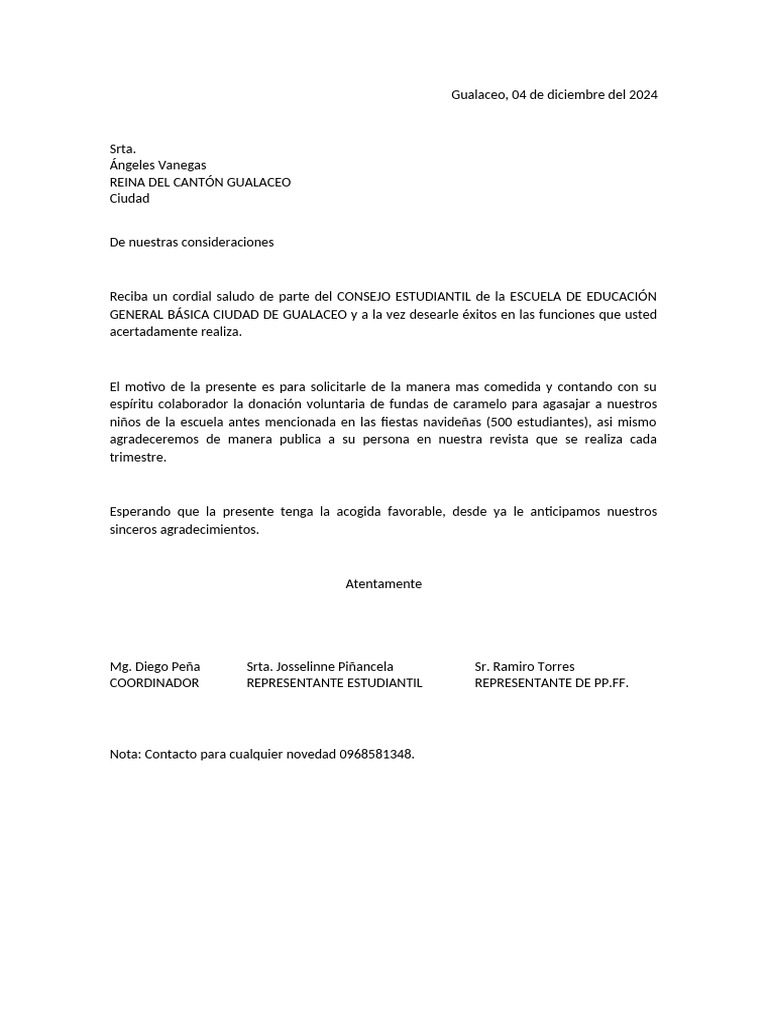 Oficio Pedir Fundas de Caramelos | PDF