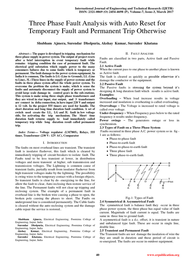 Three Phase Fault Analysis With Auto Res 4caf3354 | PDF | Relay | Mains ...