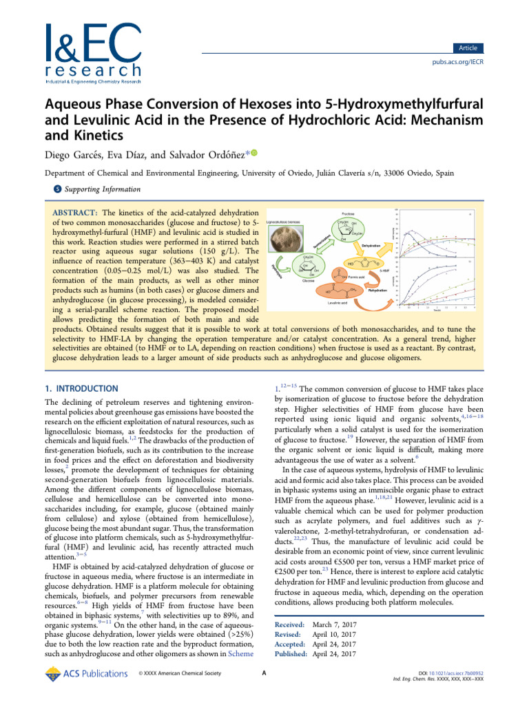Aqueous Phase Conversion of Hexoses into HMF_2017 | PDF | Chemical ...