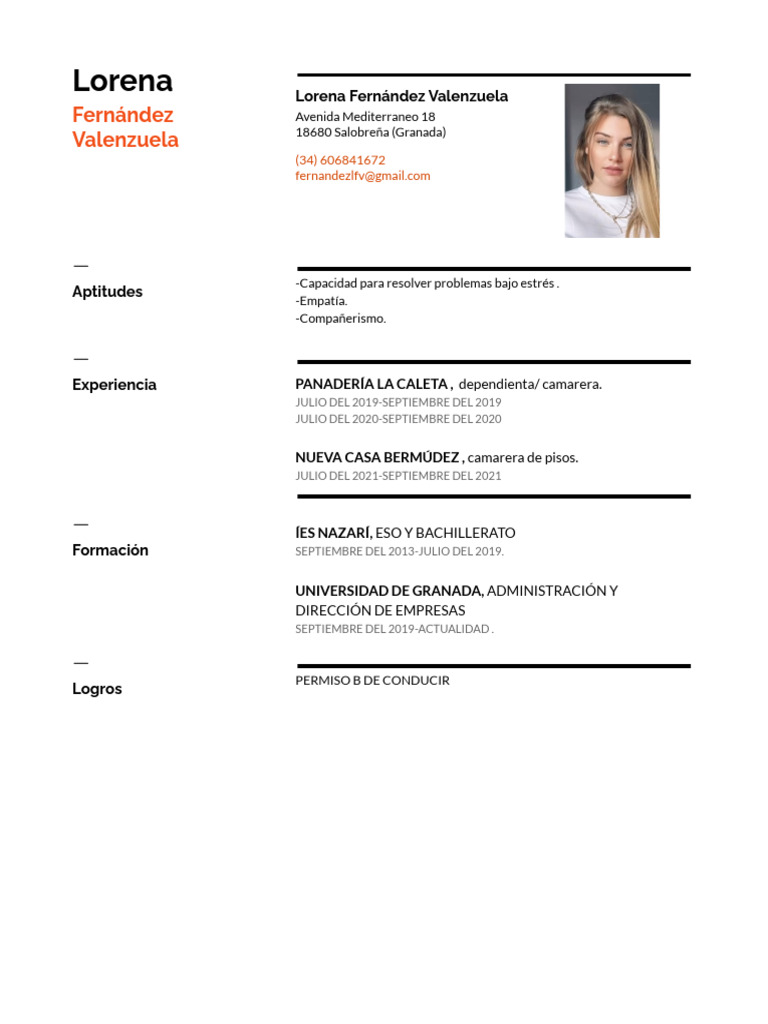 Currículum de Lorena Fernández | PDF