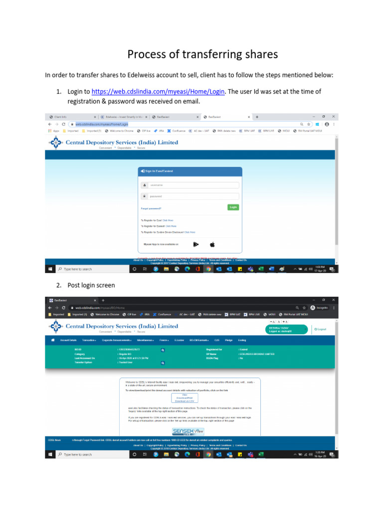 Account Opening Easiest Share Transfer Process Note | PDF