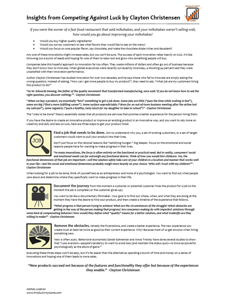 Competing Against Luck | PDF | Milkshake | Behavioral Economics