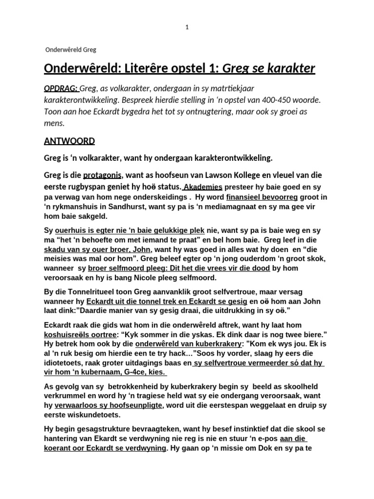 Onderwêreld Greg | PDF