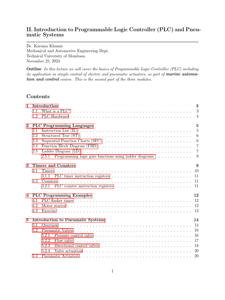PLC and Pneumatic Control Basics | PDF | Programmable Logic Controller ...