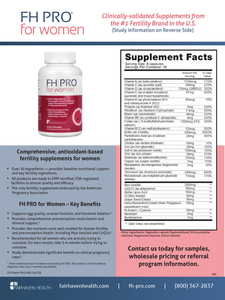 FH PRO For Women Tech Sheet | PDF | Dietary Supplements | Pregnancy