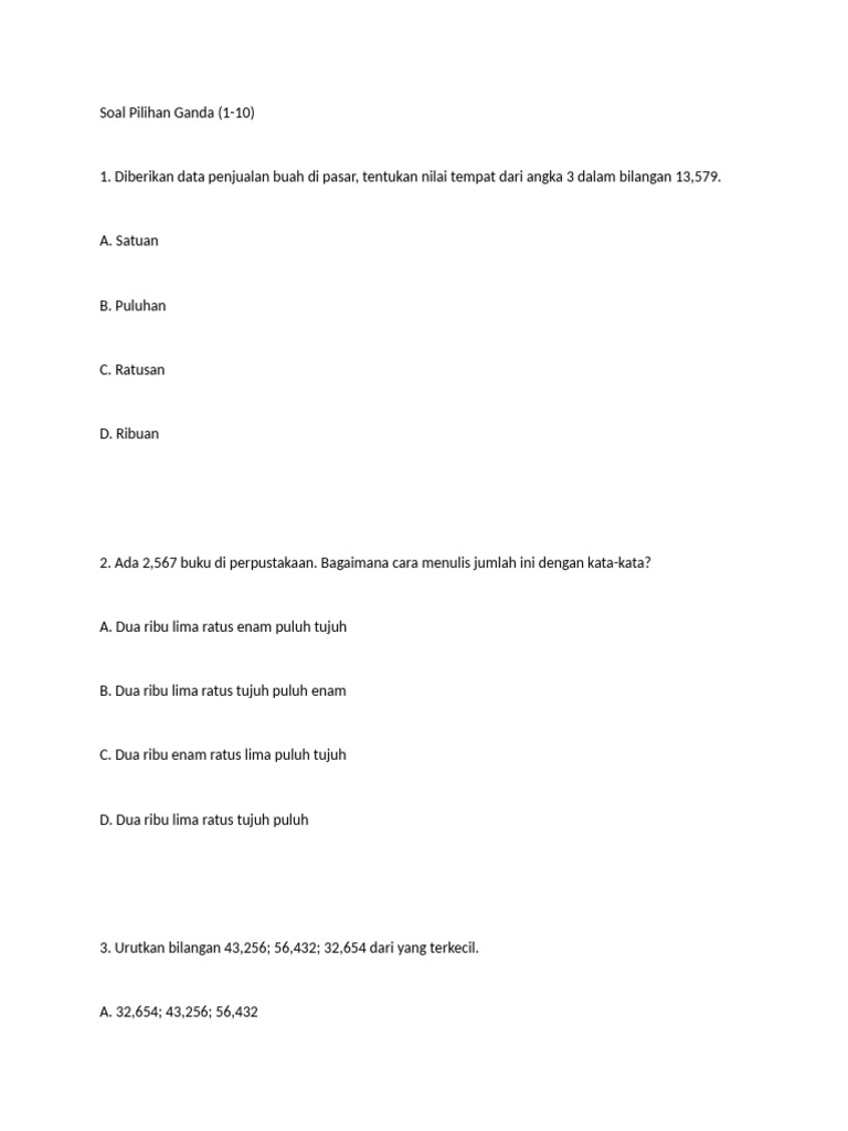 Soal Matematika Kelas 5 | PDF