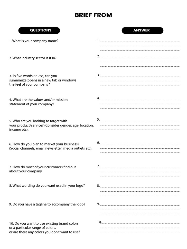 Brand Identity Questionnaire Template | PDF