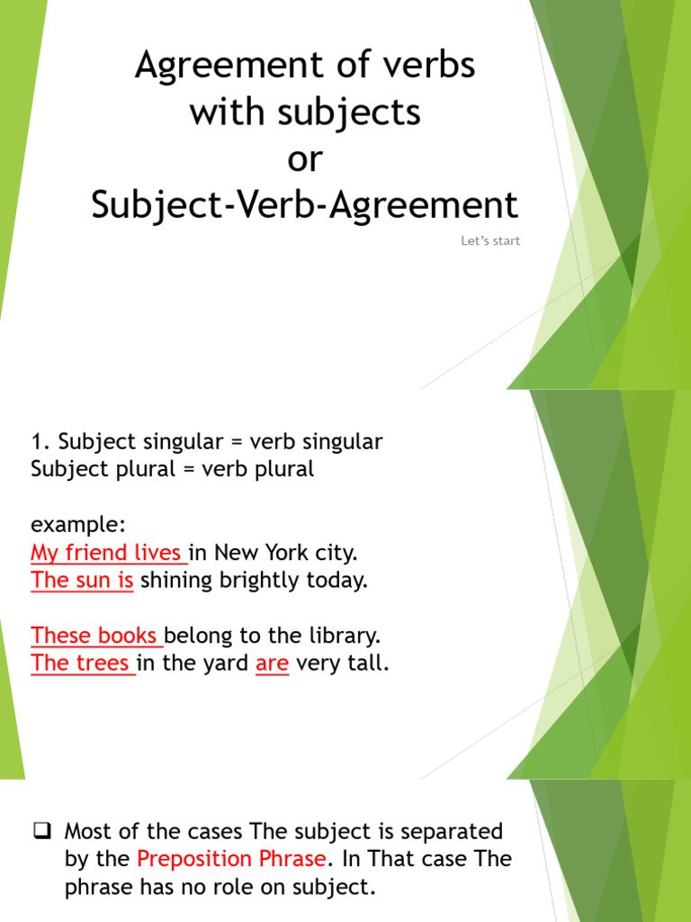 Agreement-of-verbs-with-subjects | PDF | Grammatical Number | Verb