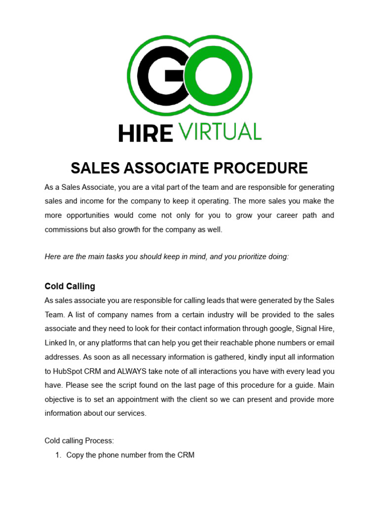 Sales Associate Cold Calling Guide | PDF | Information | Computing