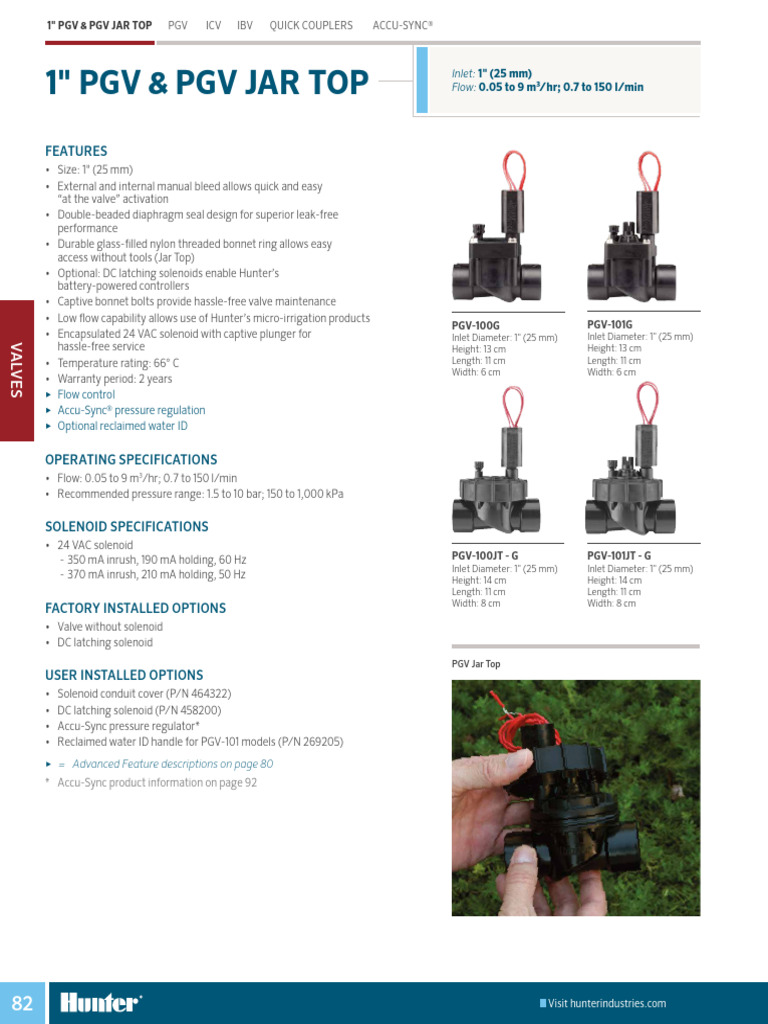 Hunter PGV Solenoid Valve Electrovanne Electrovalvula | PDF | Valve ...