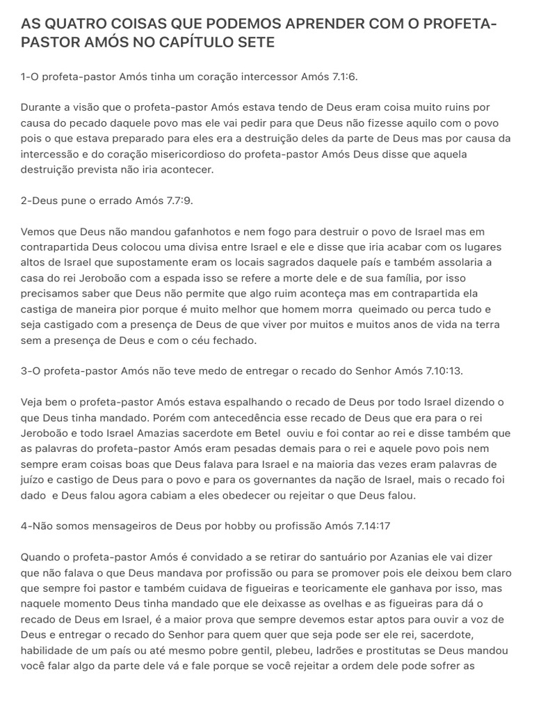 Lições do Profeta Amós em Israel | PDF | Deus | Israel