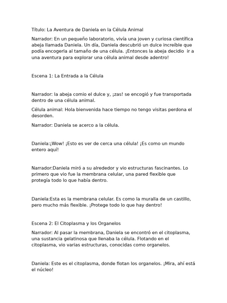 Aventura de Daniela en la Célula Animal | PDF | Biología Celular ...