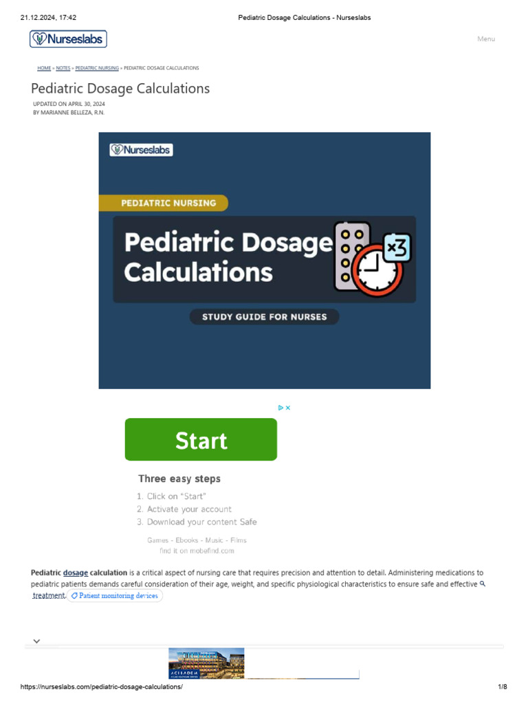 Pediatric Dosage Calculations - Nurseslabs | PDF | Dose (Biochemistry ...
