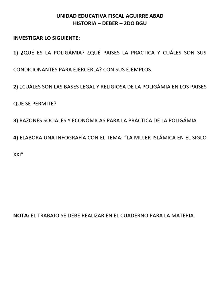 2do - Historia - Deber 2 - 3er Trimestre | PDF