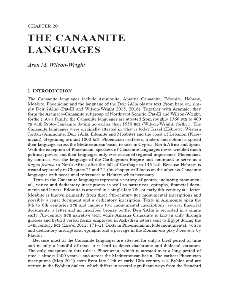 2019 AWW The Canaanite Languages 091121 | PDF | Grammatical Number ...