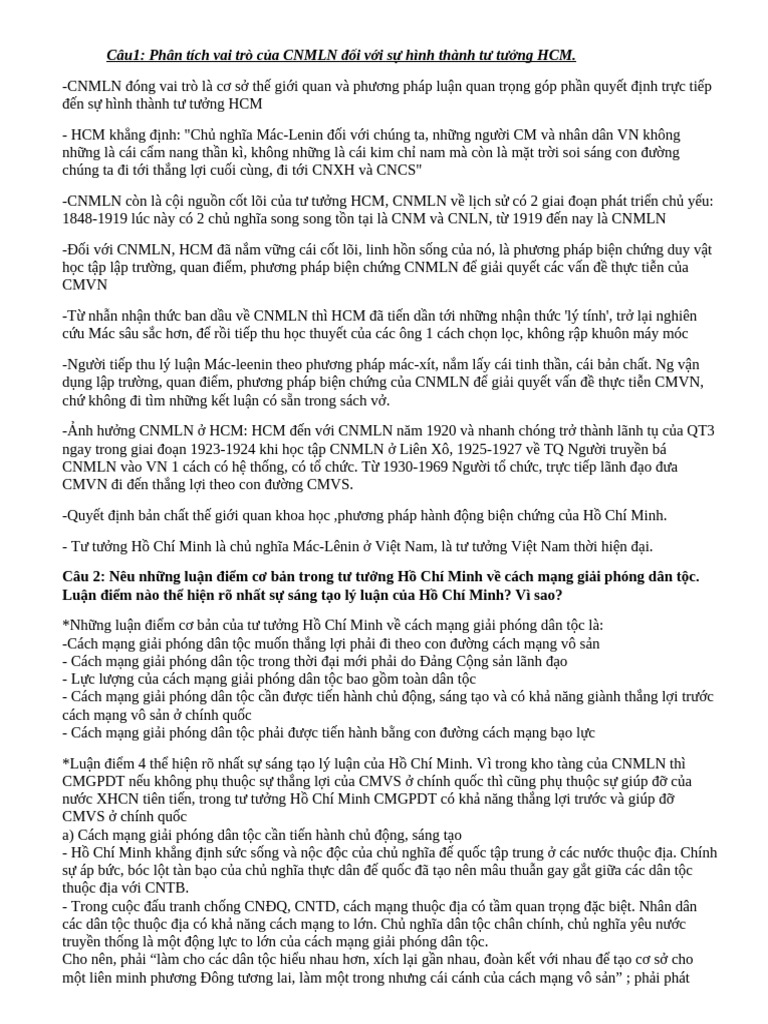 Đề cương TTHCM | PDF