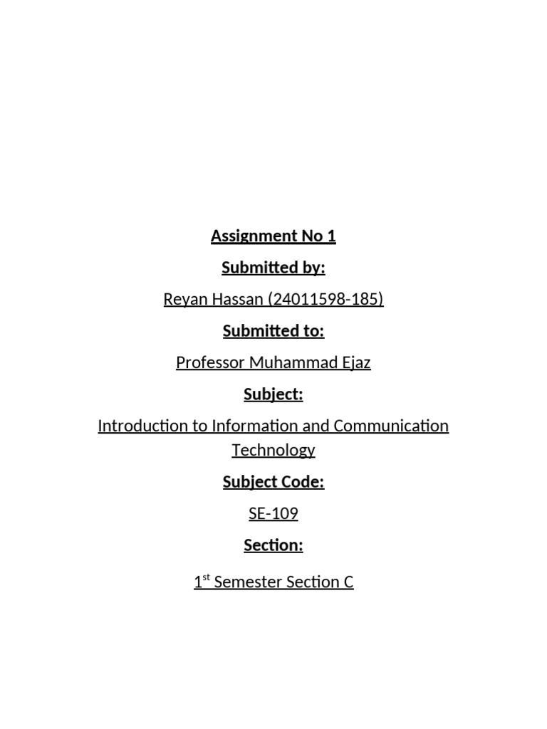 Assignment No 1 Ict Linkdin | PDF | Linked In | Cyberspace