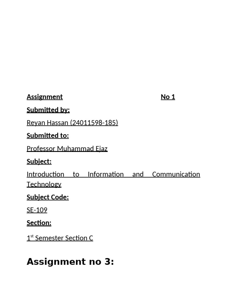 Assignment No 3 Ict Github | PDF