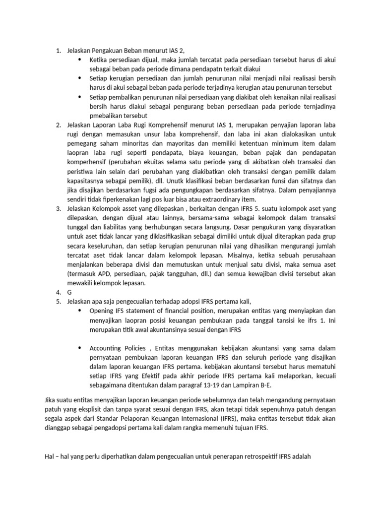 Jelaskan Pengakuan Beban Menurut IAS 2 | PDF