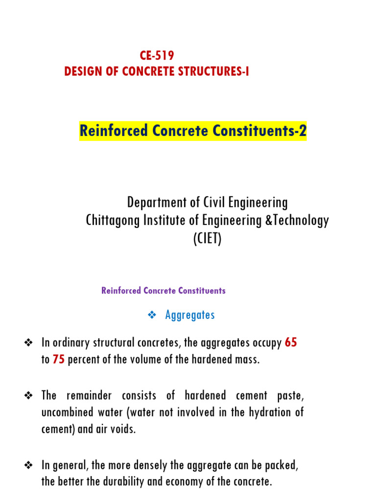 RCC Constituents Part-2 | PDF | Concrete | Reinforced Concrete