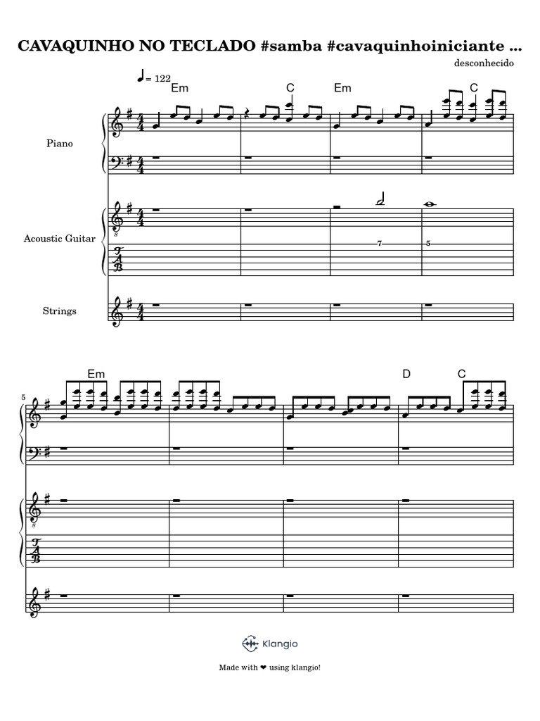 CAVAQUINHO NO TECLADO #Samba #Cavaquinhoiniciante #Musica | PDF ...