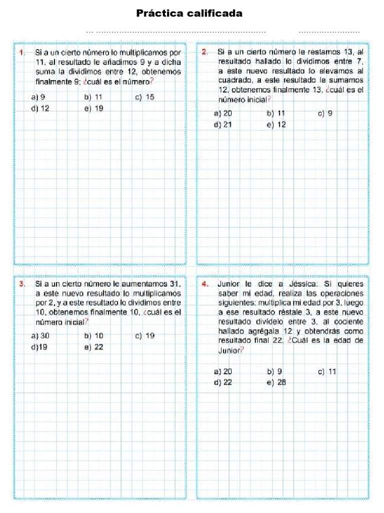 PRACTICA DE RAZ. MAT DE 5° | PDF