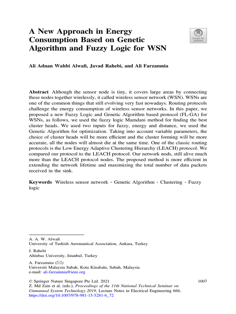 A New Approach in Energy Consumption Based On Genetic Algorithm and Fuzzy Logic For WSN-pages ...