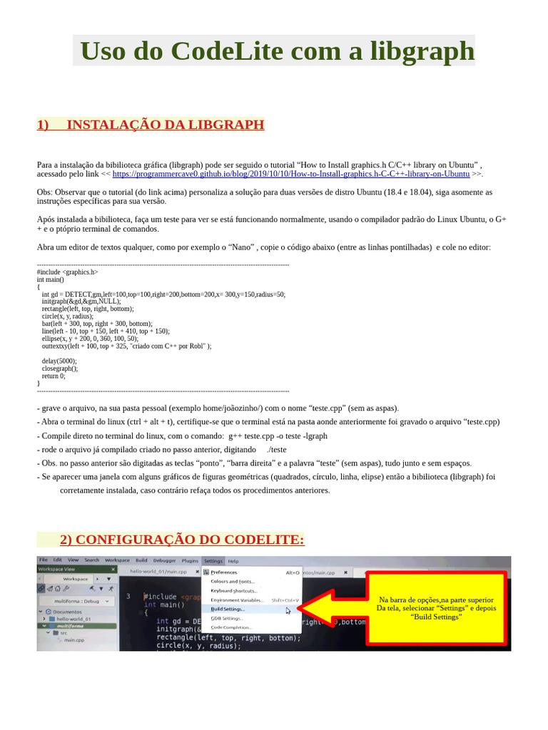 Uso do CodeLite com a libgraph | PDF | Código-fonte | Linux