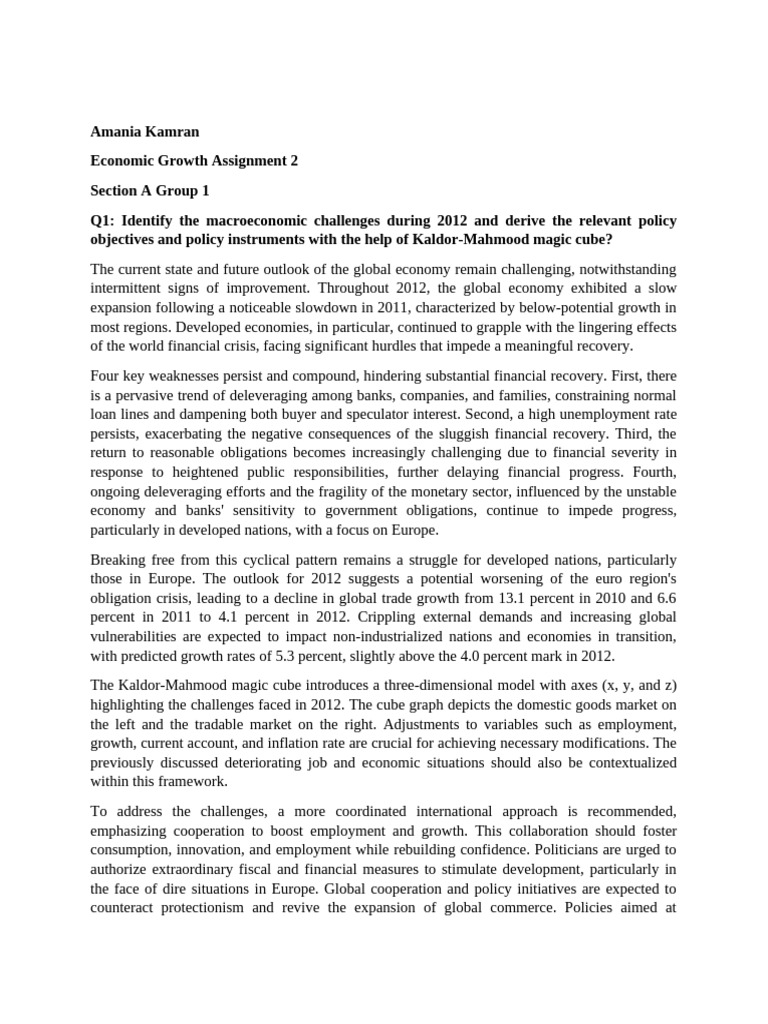 Amania Kamran-Economic Growth Assignment 2 | PDF | Deleveraging ...