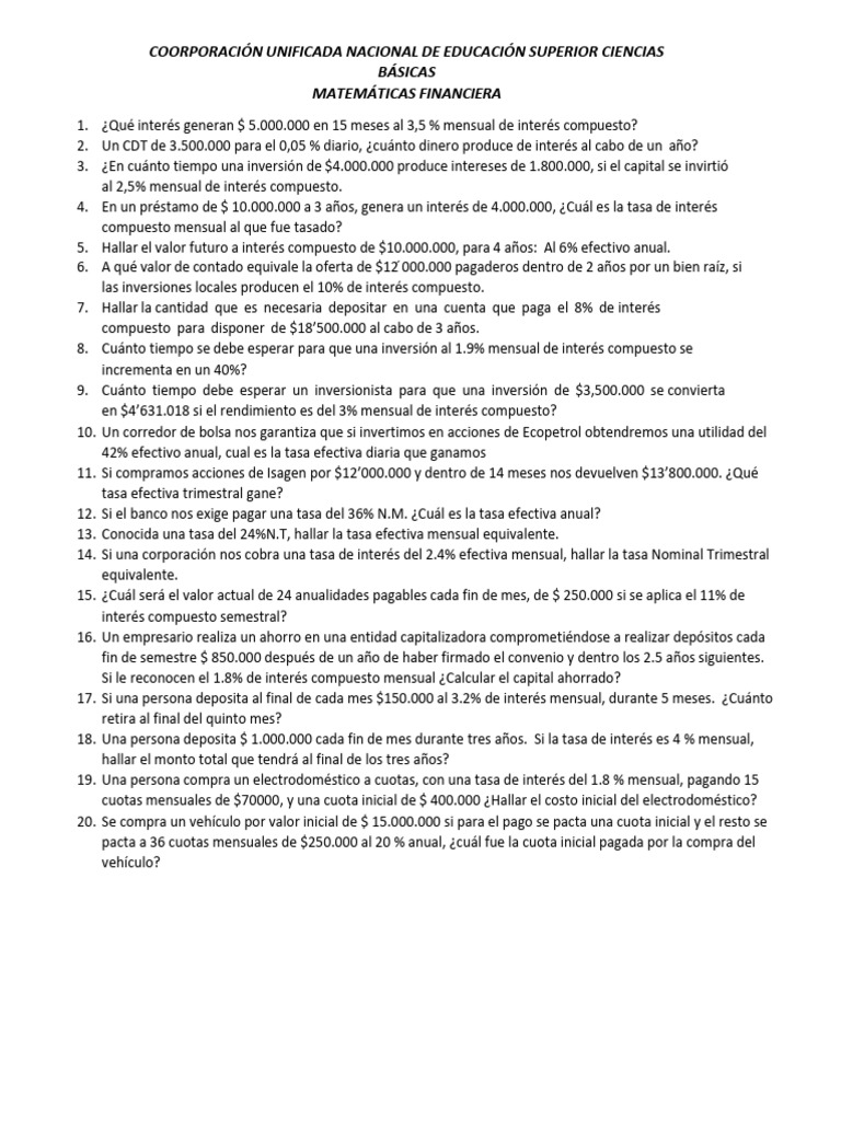 Aca 2 Matematica Financiera | PDF | Interés | Interés compuesto