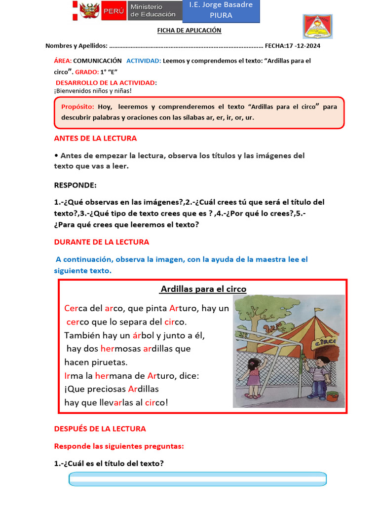 Ficha Com La Ardilla | PDF