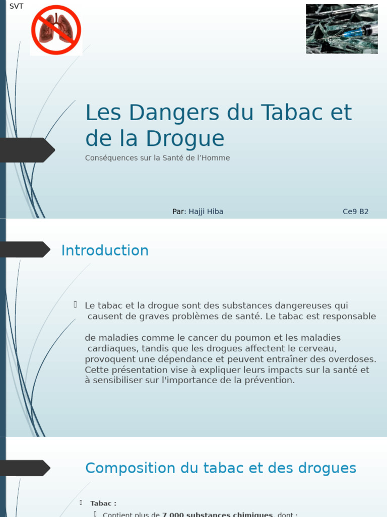 Les Dangers Du Tabac Et de La Drogue (SVT) | PDF | Médicaments | Dépression (psychiatrie)