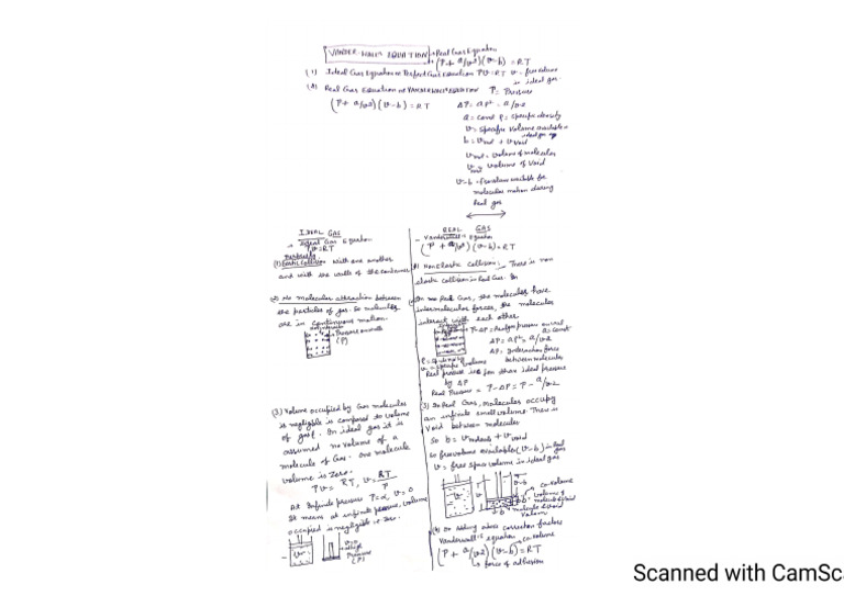 Vanderwal Equation | PDF