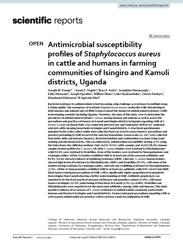 Kungu | PDF | Antimicrobial Resistance | Staphylococcus Aureus