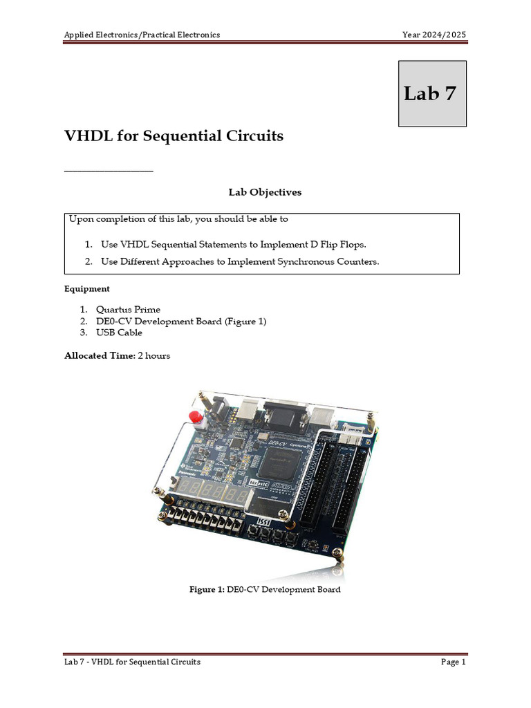 Lab 7 Vhdl For Sequential Circuits Pdf Vhdl Computer Engineering