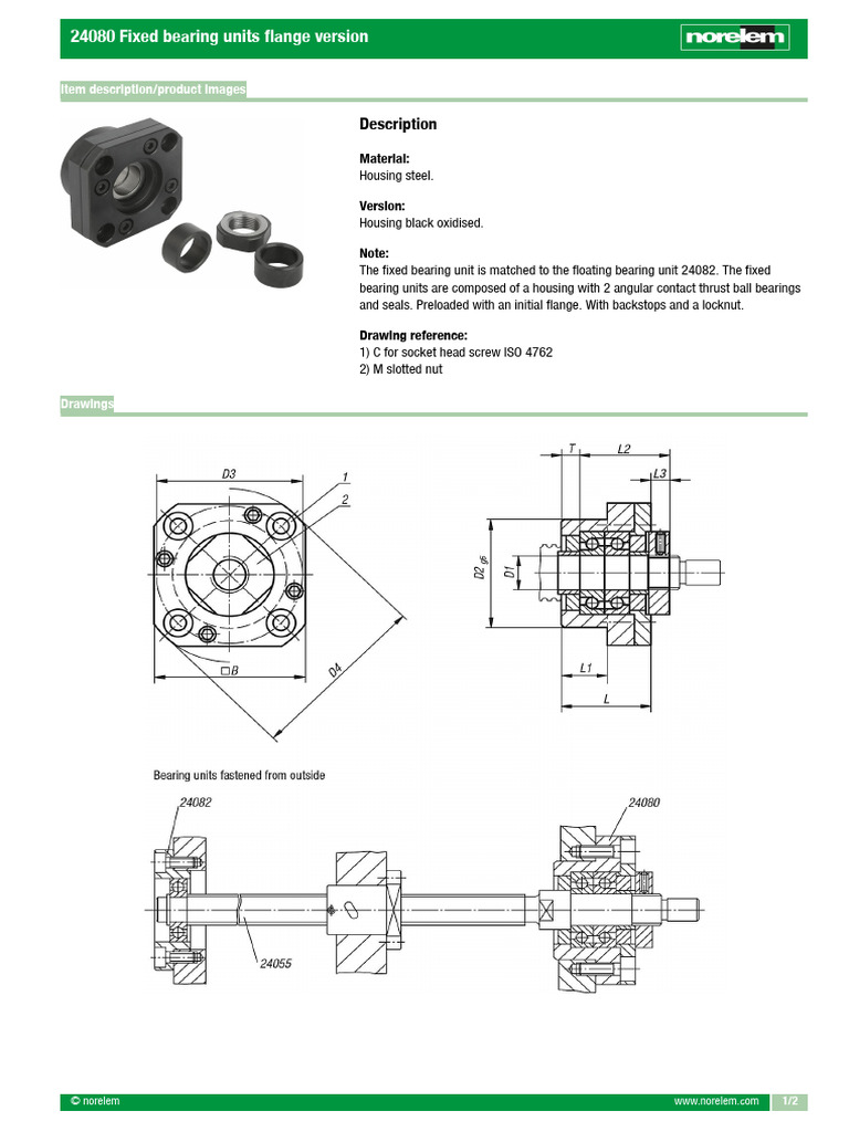 Datasheet 5056 Fixed Bearing Units Flange Version - en | PDF