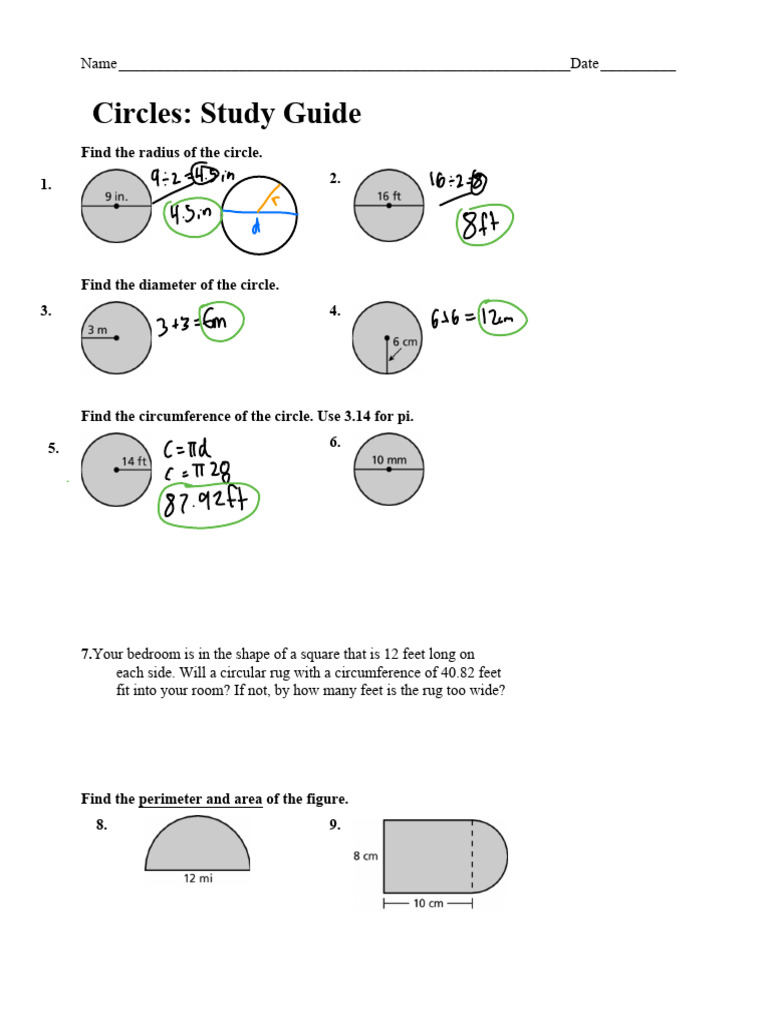 Chapter 8 Circles Study Guide | PDF