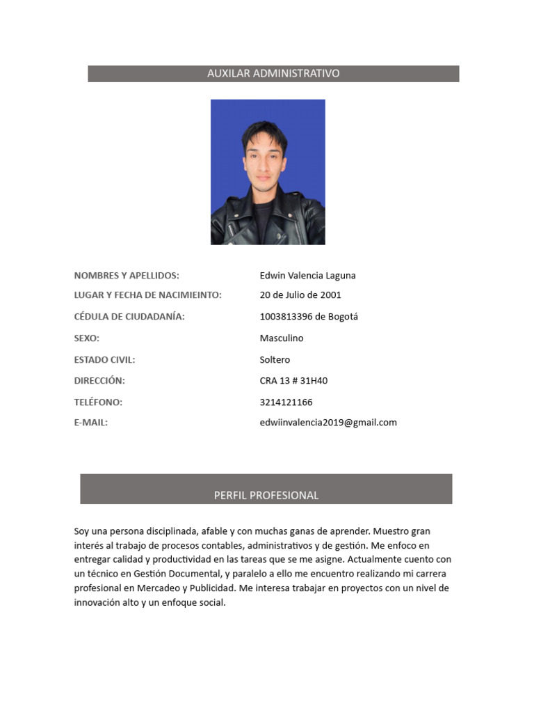 Edwin Valencia - CV | PDF | Business