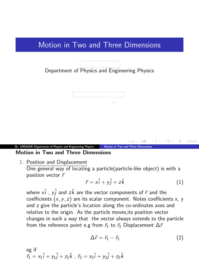 Dr Owoade 1st Lecture | PDF | Euclidean Vector | Acceleration
