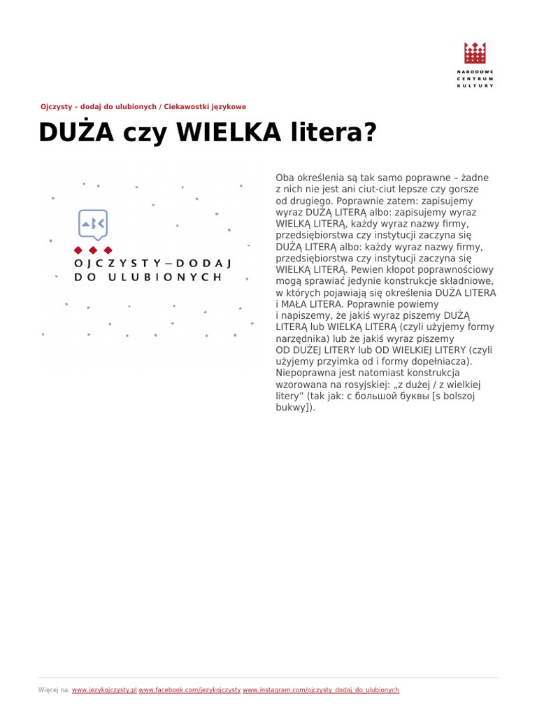 Duza Czy Wielka Litera | PDF