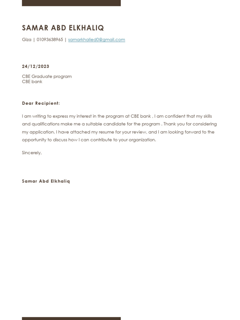 Cover Letter | PDF