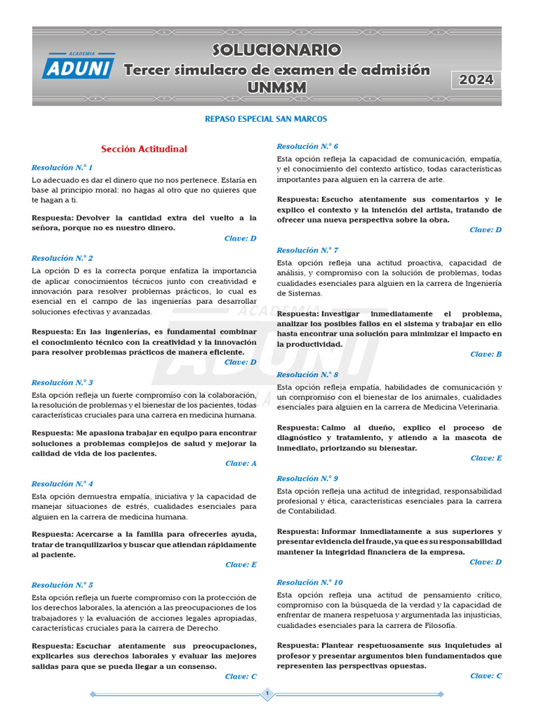 3 - Sol - Repaso Especial SM - 2024 | PDF | Medicina