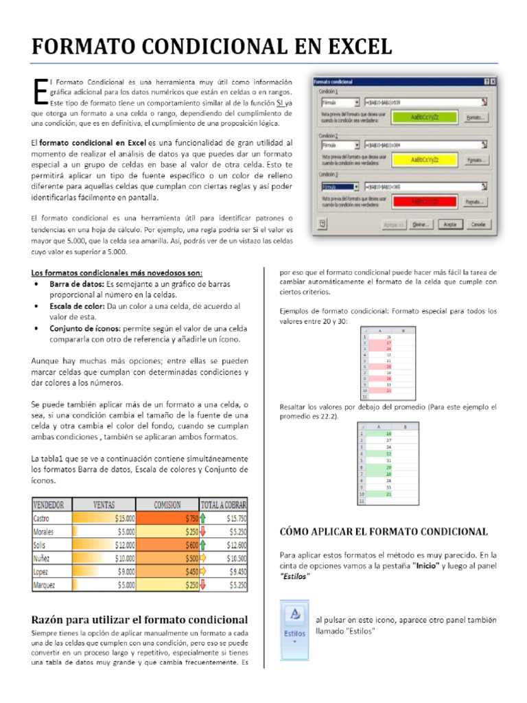 Formato Condicional en Excel - Taller Clase - Ofimaticas H | PDF