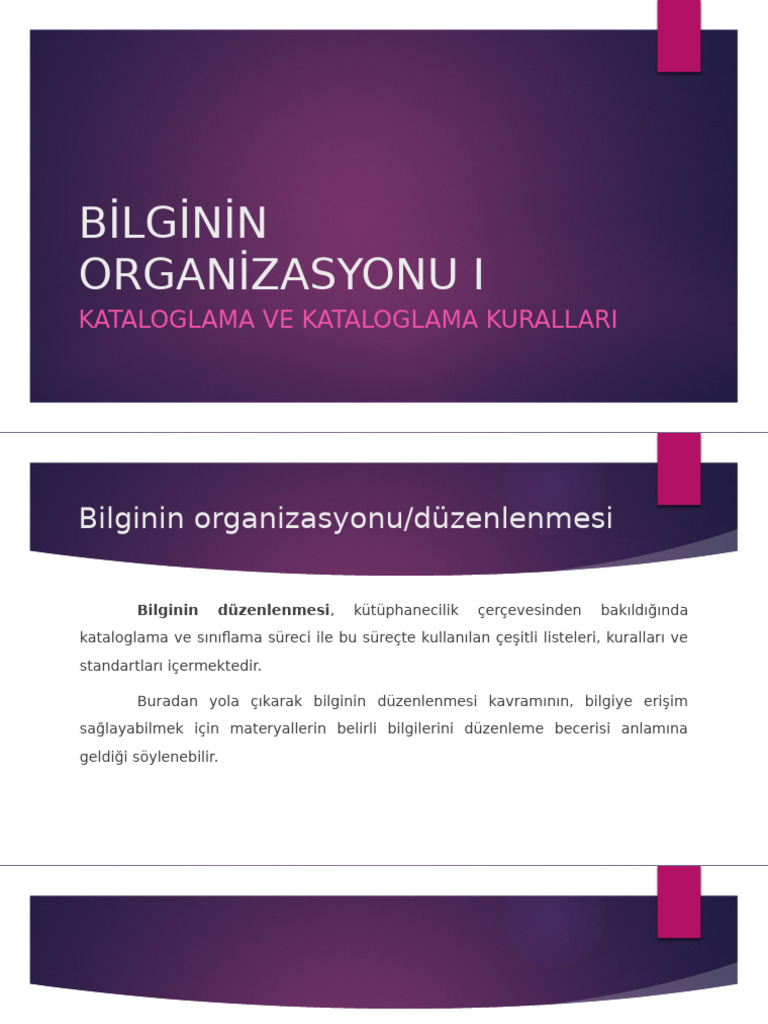 BİLGİNİN ORGANİZASYONU I - 1 | PDF