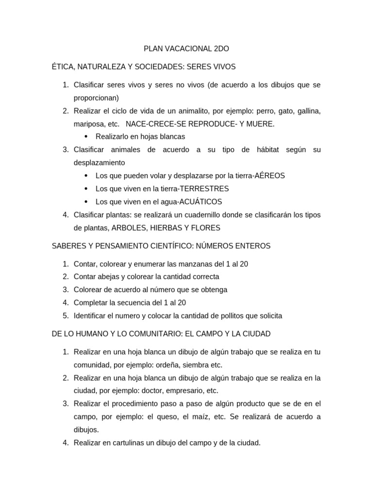 Plan Vacacional 2do y 3ro - 073223 | PDF