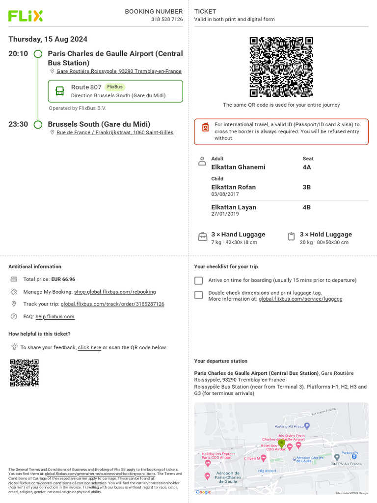 Ticket Paris CDG Airport Brussels 3185287126 | PDF | Government And Personhood | Public Transport