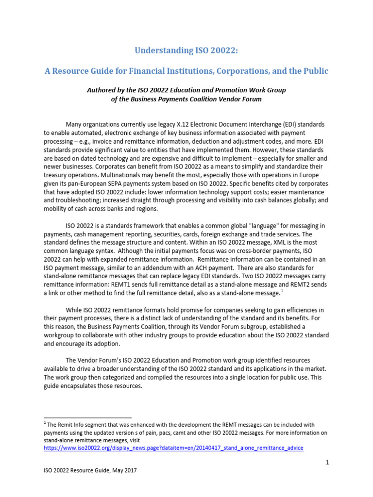 understanding-iso-20022 | PDF | Wire Transfer | Xml Schema